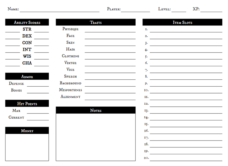 Knave - Online Character Sheet by Dismaster FraNe