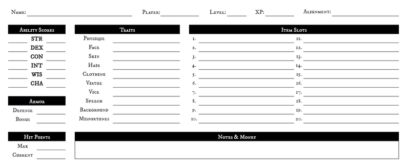 Knave - Online Character Sheet by Dismaster FraNe