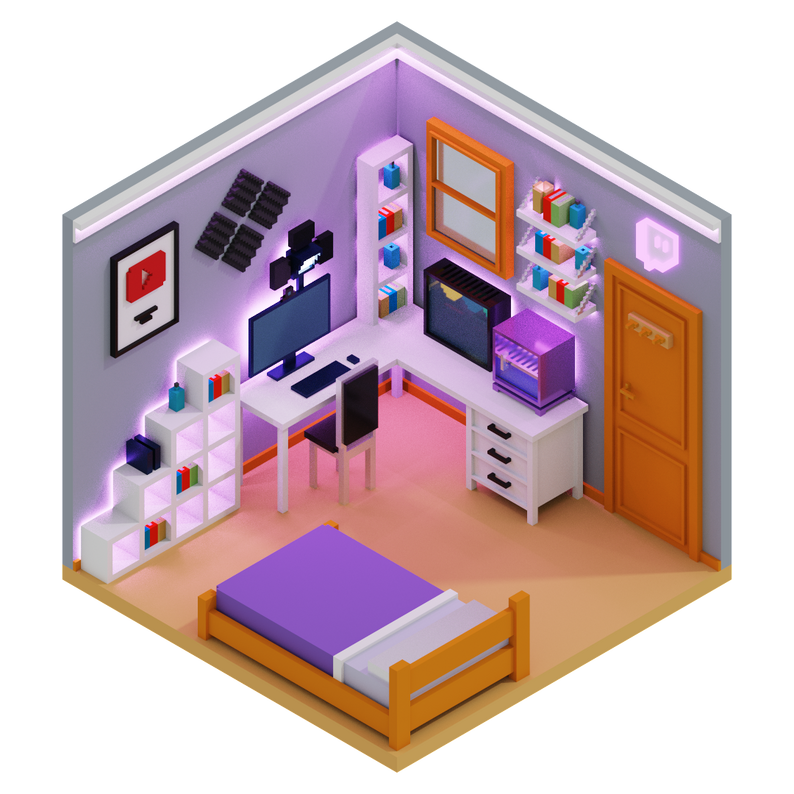 Isometric Stream-Room Voxelart by PabloGameDev