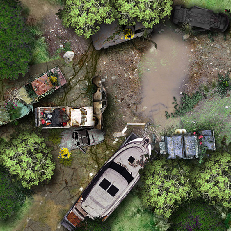 Post apocalyptic Battlemap ☢️ Crossroads danger by Amatsu Maps