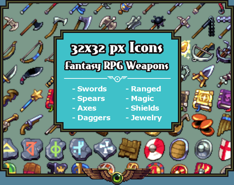 Pixel Fantasy RPG Icons Weapons 32x32 by Thomas Feichtmeir "Cyangmou"