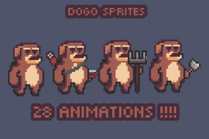 2D pixel art character sprite with 28 animation's by Broken Pixel Studio