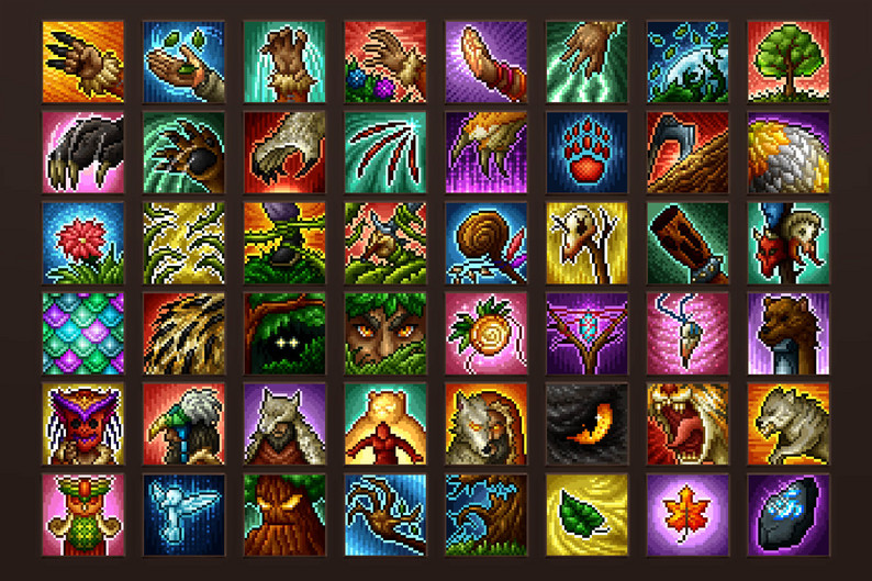 Druid Skills Pixel Art by Free Game Assets (GUI, Sprite, Tilesets)