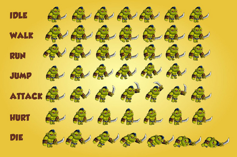 Free 2D Orcs Sprite Sheets by Free Game Assets (GUI, Sprite, Tilesets)