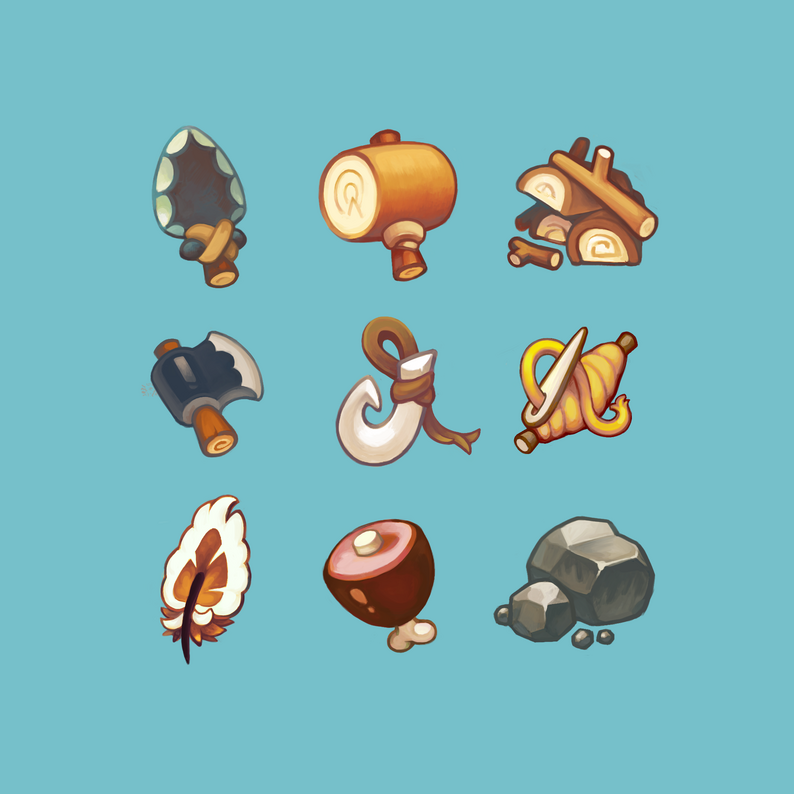 Cartoon Survival Items by owololott