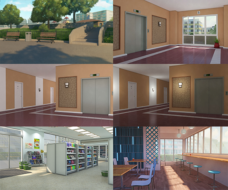 Visual novel backgrounds by Selavi Games