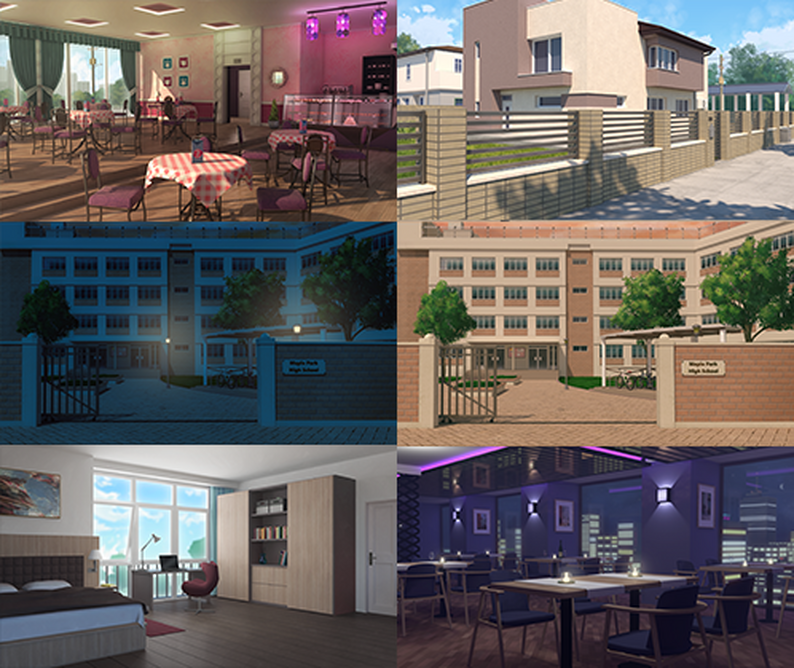 Visual novel backgrounds by Selavi Games