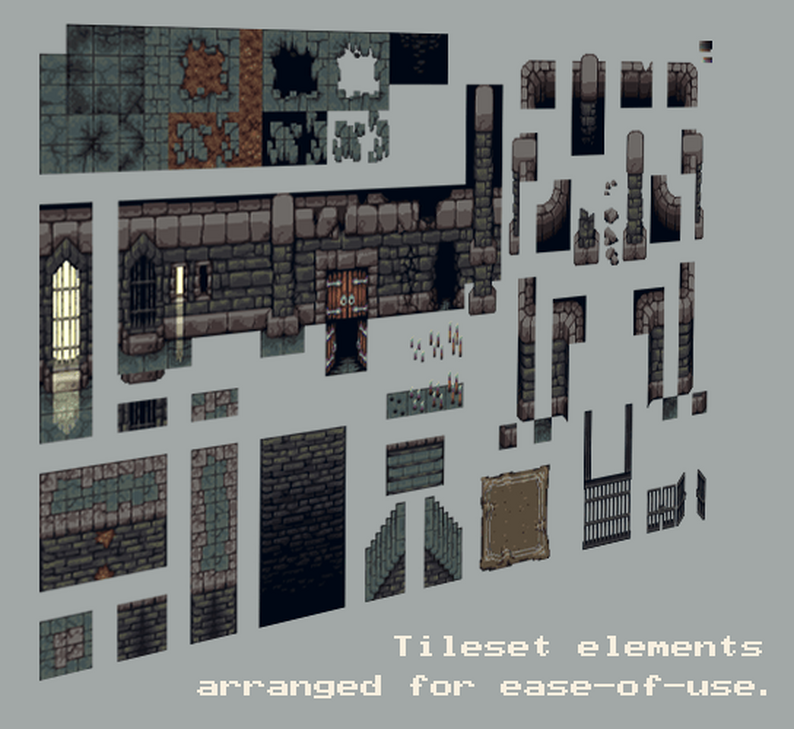 Pixel Art Tileset - Castle Dungeon by Seliel the Shaper