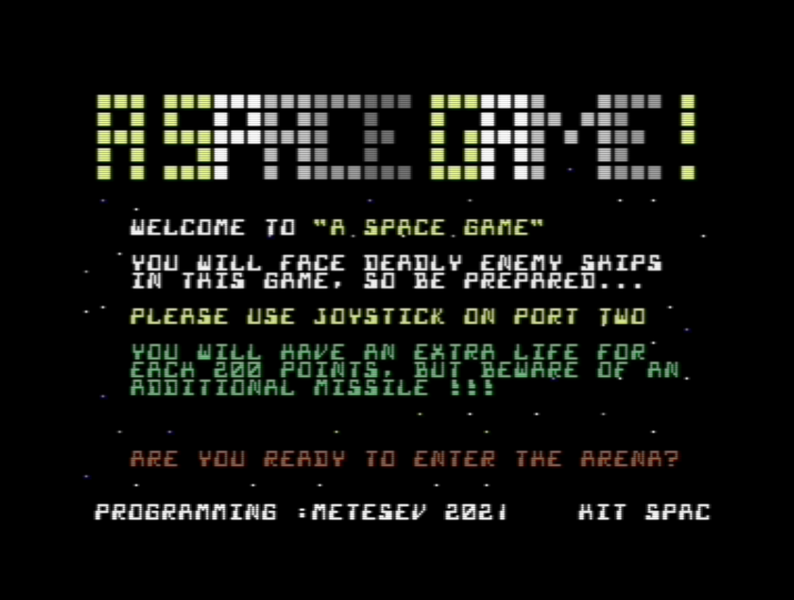A Space Game (Commodore 64, C64) by metesev