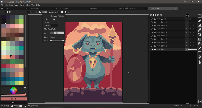 Minimal Dark HD Aseprite Theme by fe