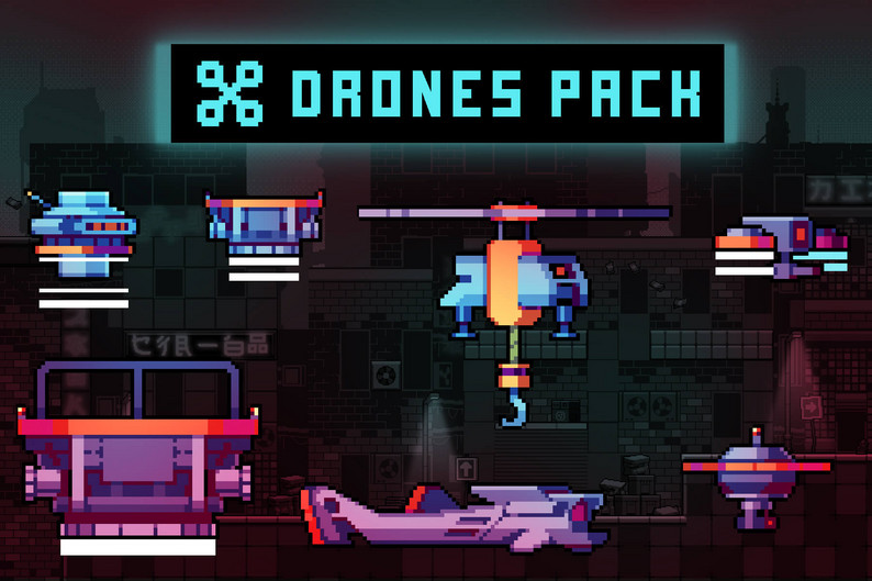Free Drones Asset Pack by Free Game Assets (GUI, Sprite, Tilesets)