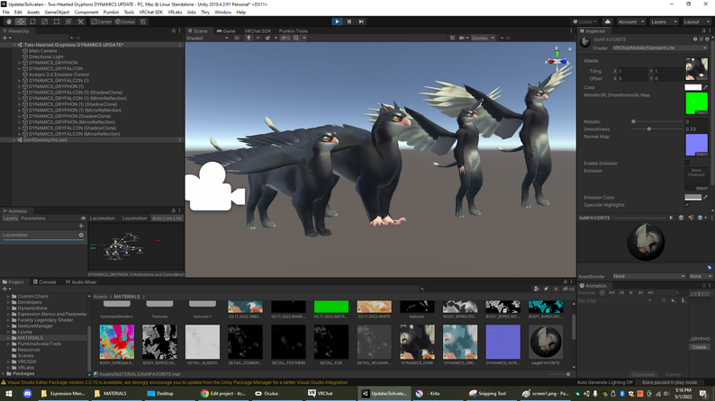 Quadrupedal VRChat Avatar - Two-Hearted Gryphons by manyblinkinglights