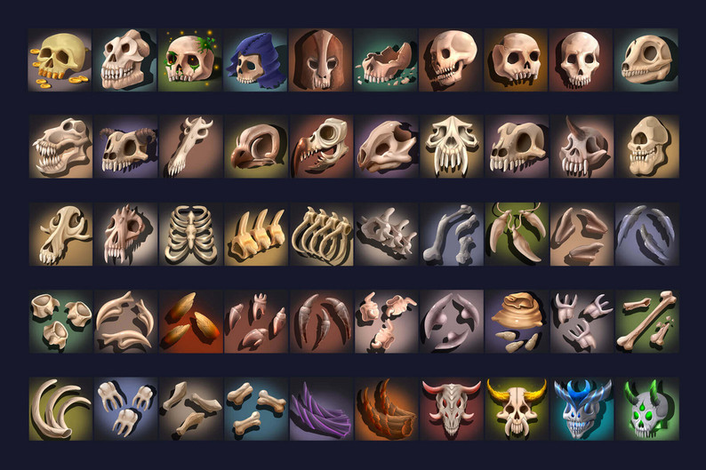 Free Bone and Skull Icons by Free Game Assets (GUI, Sprite, Tilesets)