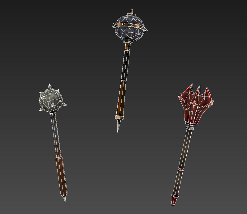 Stylized Fantasy Maces by VertexFrog