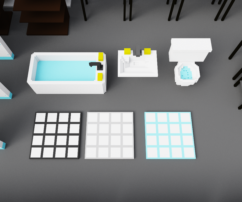 Restaurant And House TileSet 3D Asset Pack - LowPoly Voxel by miventech