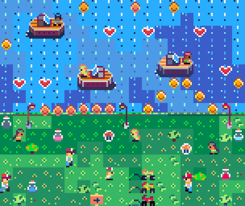 Assets for 8px Top down pixelart games by marceles 🌴