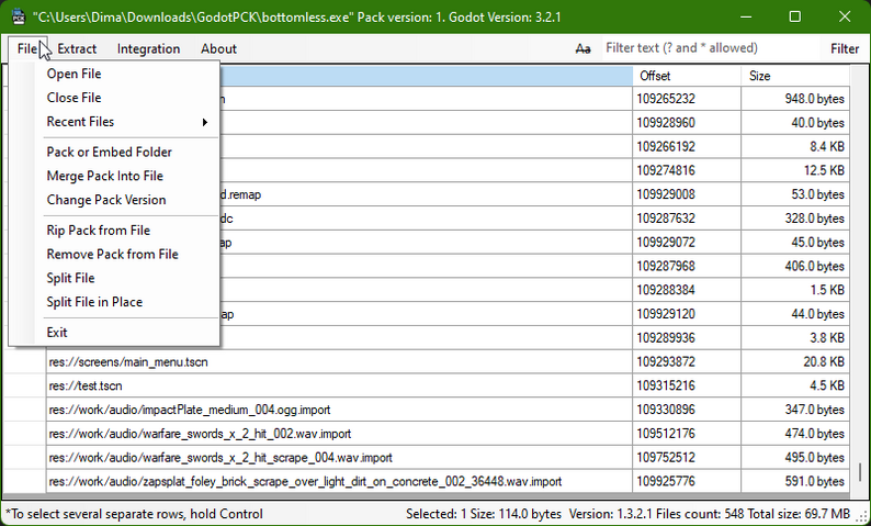 Godot PCK Explorer by Dmitriy Salnikov