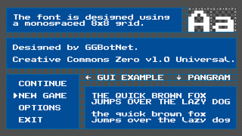 Public Pixel Font - CC0 by GGBotNet
