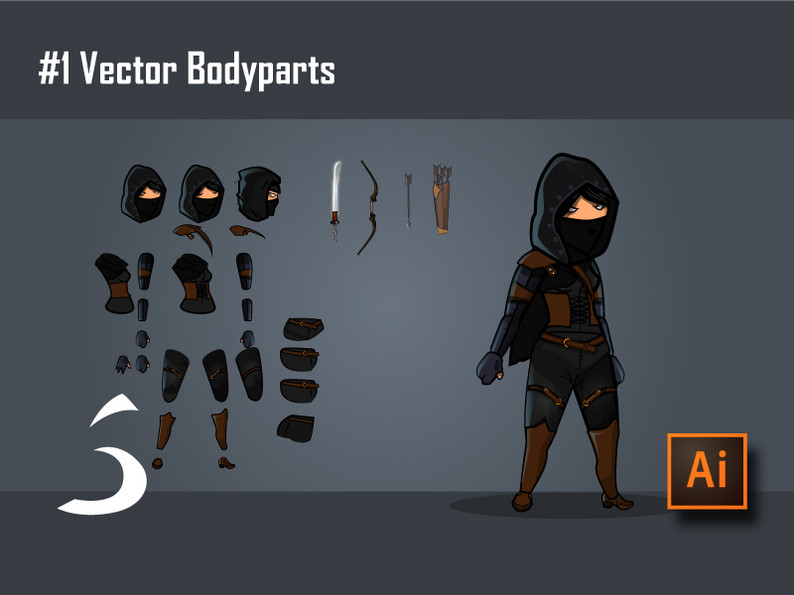 Female Thief 2D Game Character Sprite by overcrafted