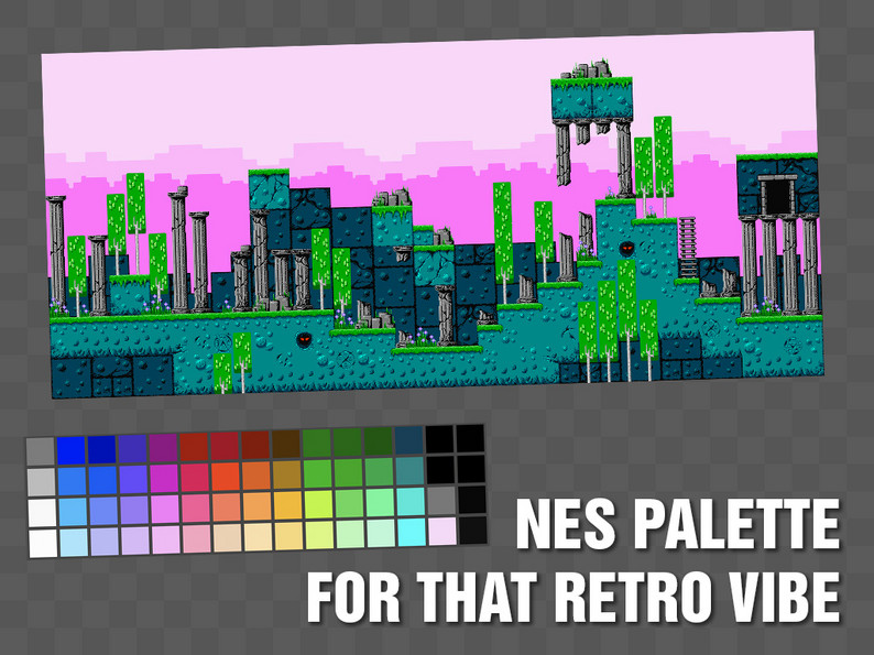 8-Bit Platformer Tileset by Rumblecade