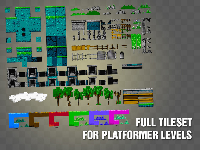 8-Bit Platformer Tileset by Rumblecade