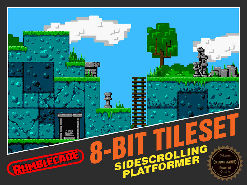 8-Bit Platformer Tileset by Rumblecade
