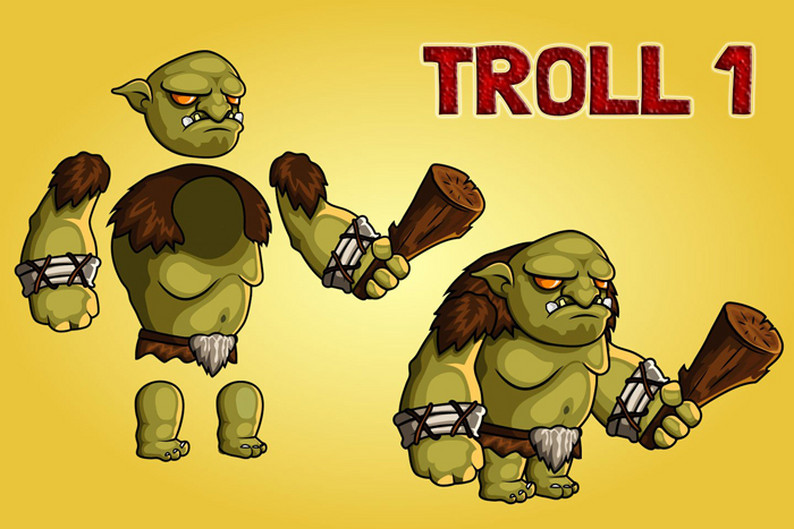 2D Trolls Free Sprite by Free Game Assets (GUI, Sprite, Tilesets)