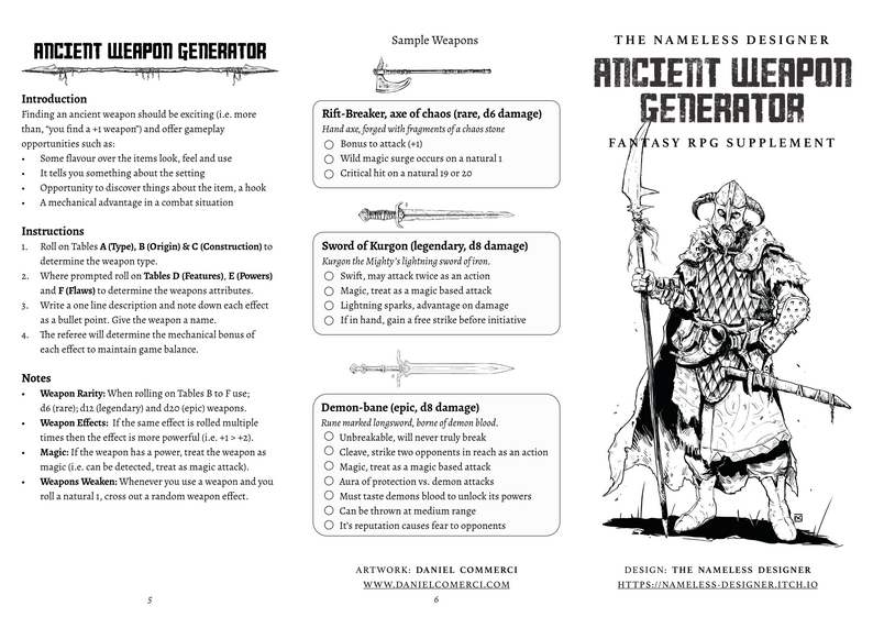 Ancient Weapon Generator by Nameless Designer