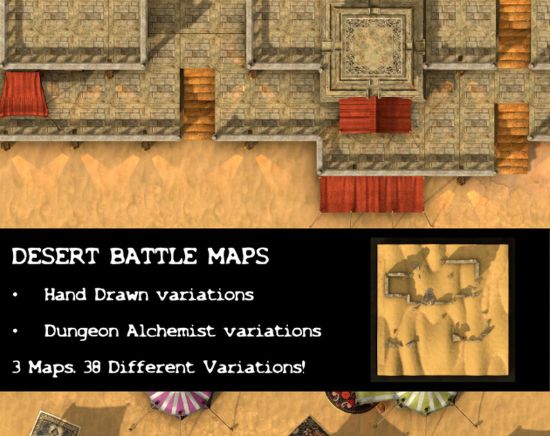 Battle Maps: Desert for PF2E & other TTRPGs by BasiliskOnline