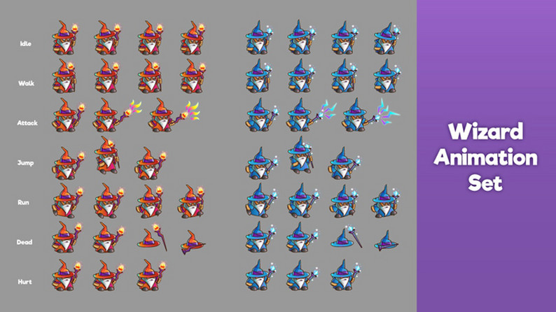 Free Wizard Sprite by Free Game Assets (GUI, Sprite, Tilesets)