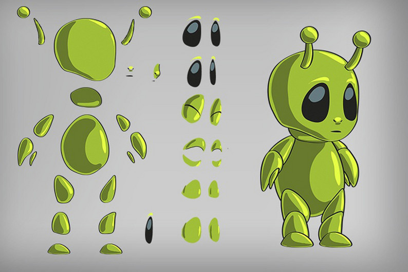 2D Alien Free Sprite by Free Game Assets (GUI, Sprite, Tilesets)