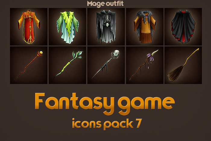 Free Game Icons Mage Outfit by Free Game Assets (GUI, Sprite, Tilesets)