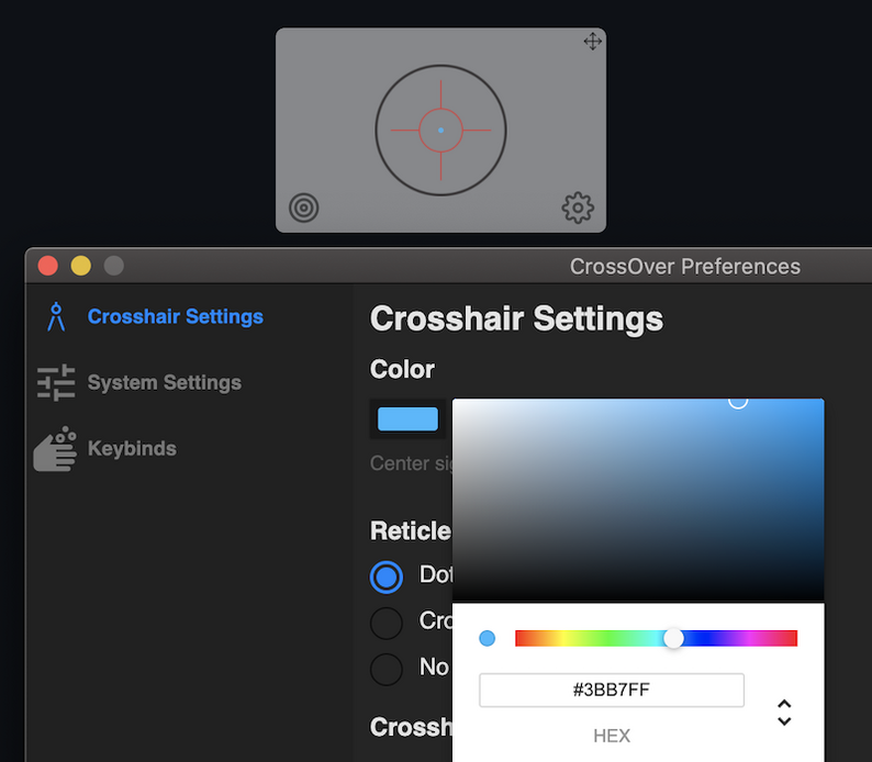 CrossOver: Crosshair Overlay by lacymorrow
