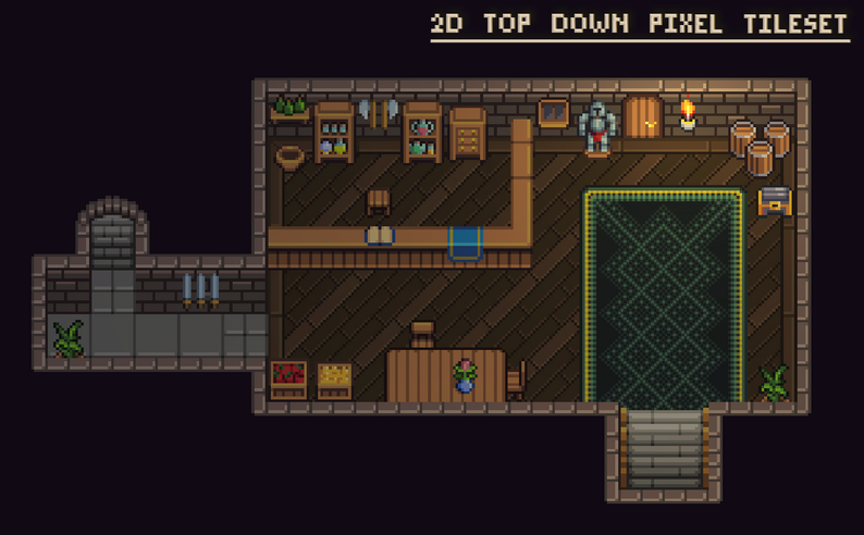 2D Top-down Pixel Tileset by Venogear
