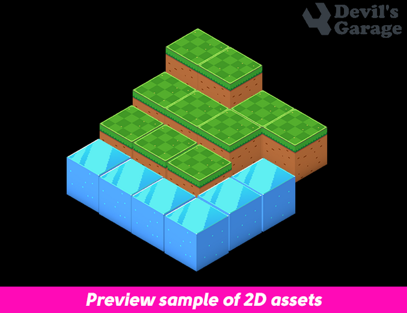 2D Pixel Art - Isometric Blocks - Free Sprites by DevilsWork.shop