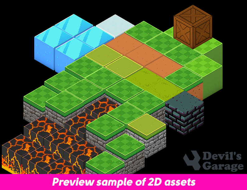 2D Pixel Art - Isometric Blocks - Free Sprites by DevilsWork.shop