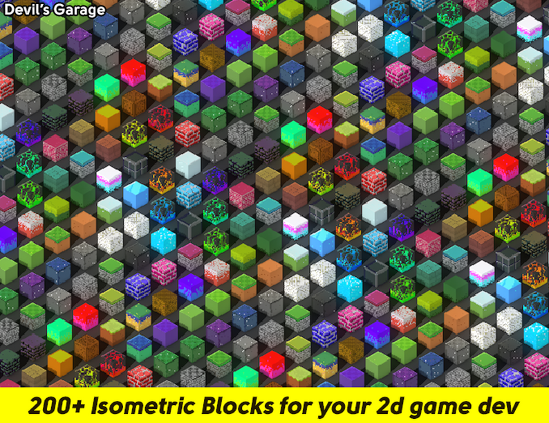 2D Pixel Art - Isometric Blocks - Free Sprites by DevilsWork.shop