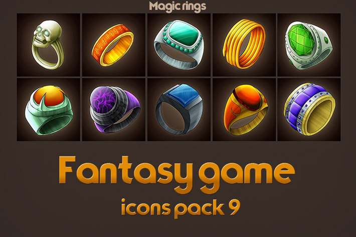 Game Icons of Fantasy Magic Rings by Free Game Assets (GUI, Sprite ...