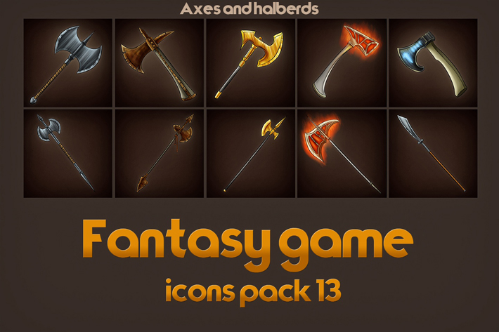 Game Icons of Fantasy Axes and Halberds by Free Game Assets (GUI ...