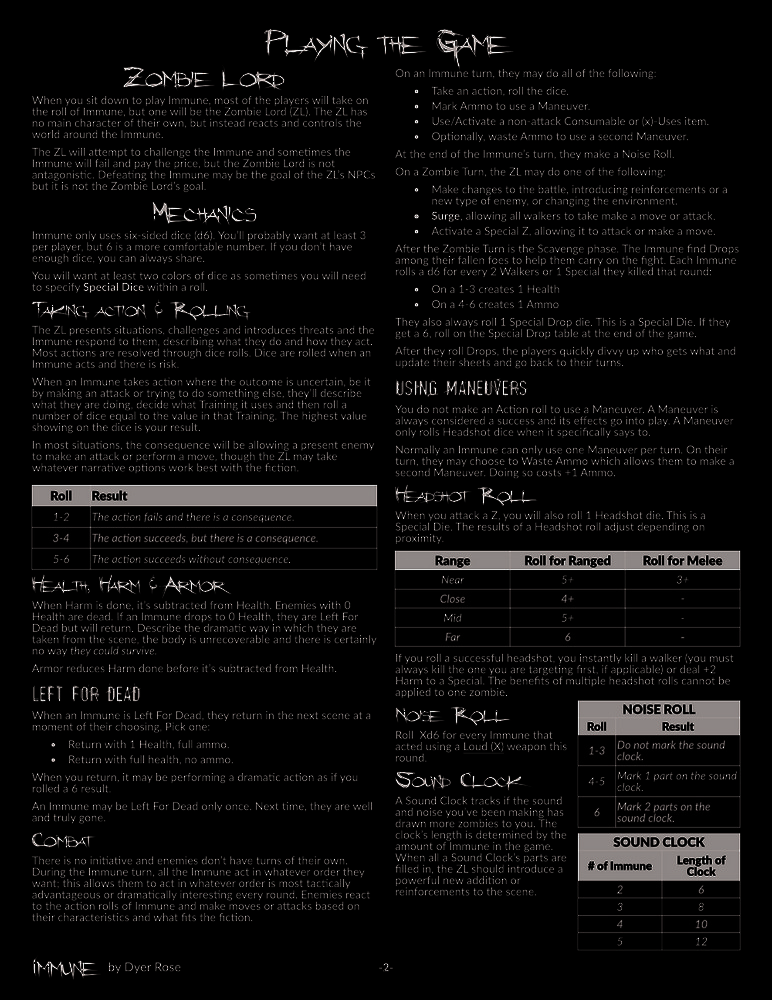 Immune, a post-apocalypse zombie-splatter ttrpg illuminated by Lumen by ...