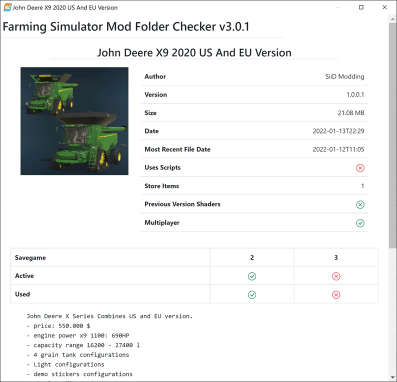 Farming Simulator 19 / 22 Mod Checker by JTSModding