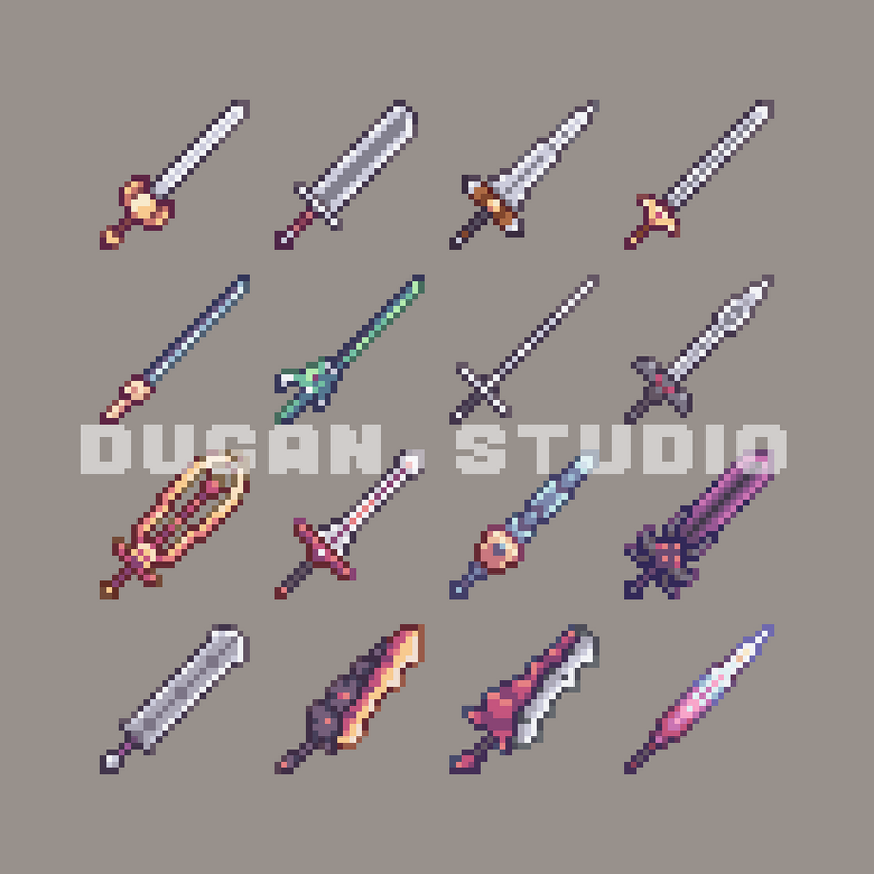 64 Fantasy Pixel Sword Collection 24x24 Pack I by dugan.studio