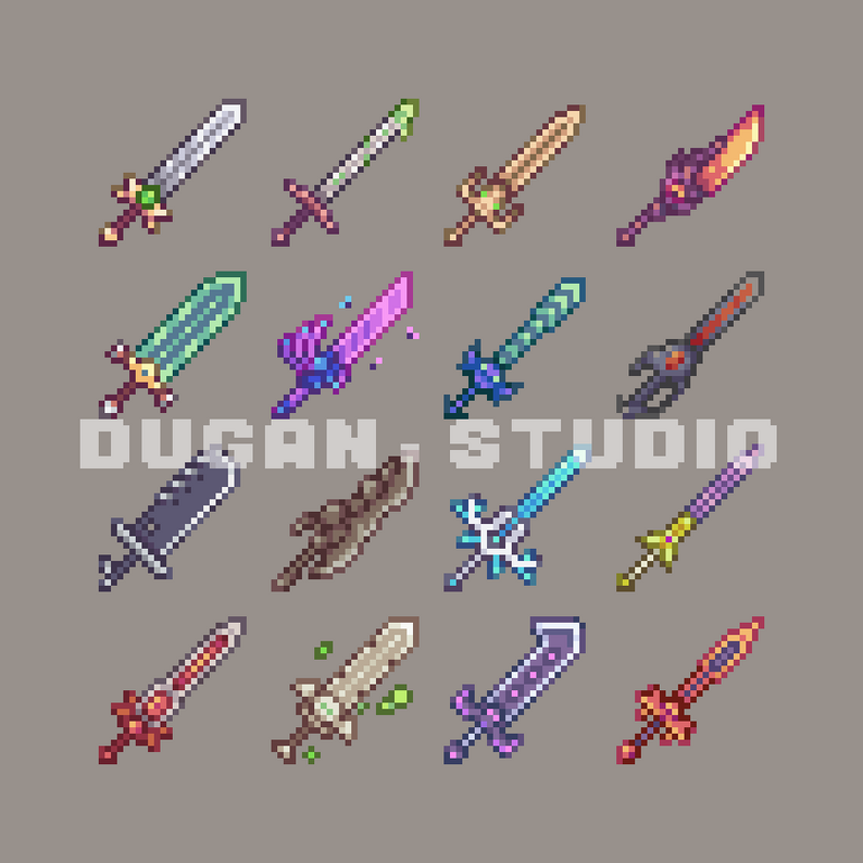 64 Fantasy Pixel Sword Collection 24x24 Pack I by dugan.studio