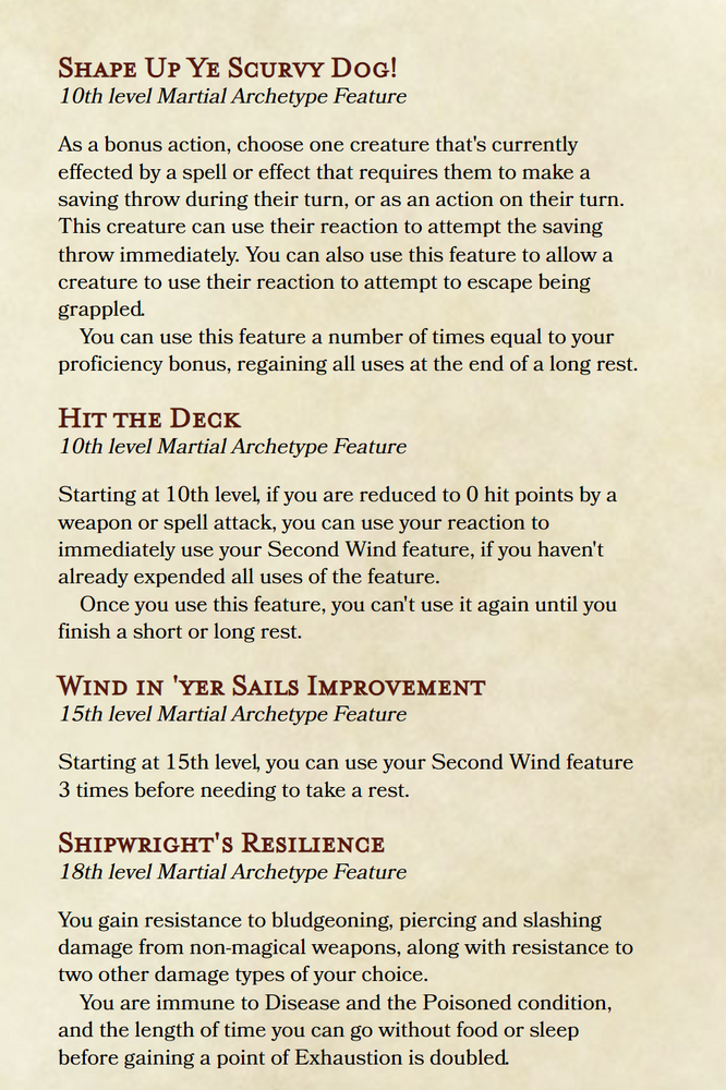 Fighter Subclass - The Mariner (D&D 5e) by Ethan's Magic Emporium