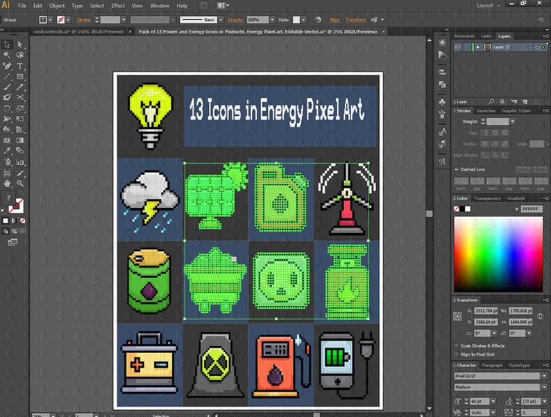 Pack of 13 Power and Energy Icons in Pixelarte, Energy Pixel art ...