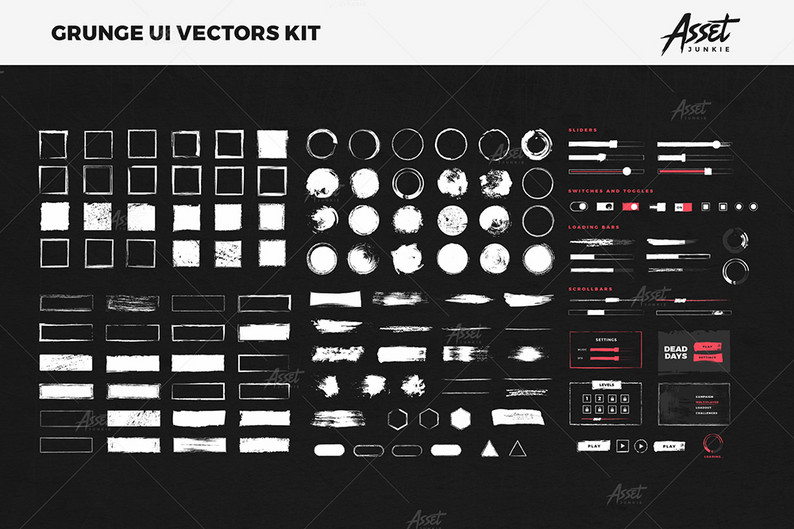 Grunge UI Vectors Kit by vitalzigns