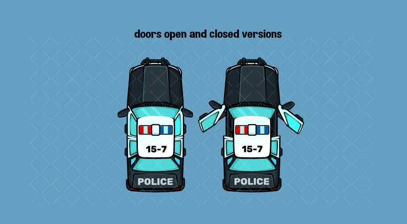 Top down police car by Robert Brooks - gamedeveloperstudio.com