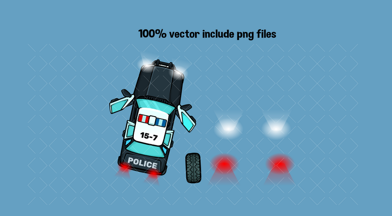 Top down police car by Robert Brooks - gamedeveloperstudio.com