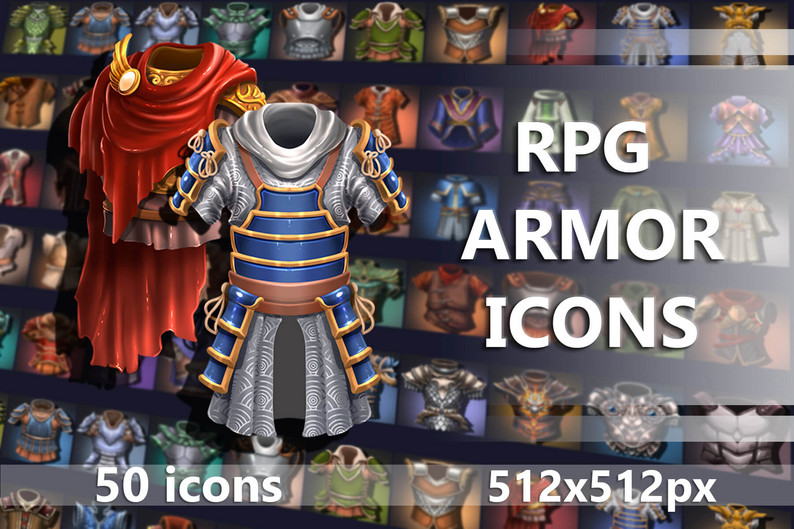 RPG Armor Icons by Free Game Assets (GUI, Sprite, Tilesets)