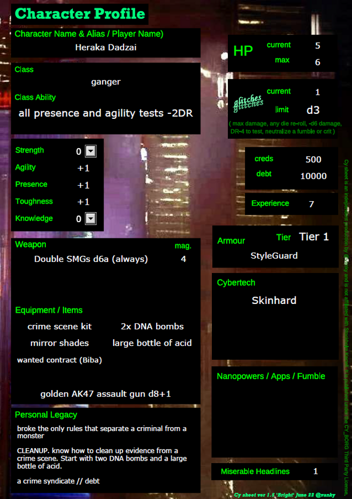 Advanced Character Dissection | CY Sheet by vanky